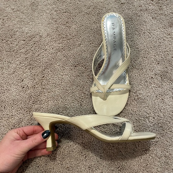 Rampage | Shoes | Rampage Cream Strappy Sandal Kitten Heels | Poshmark